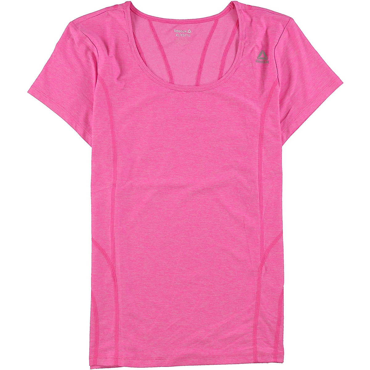 Reebok Womens Fitted Marled Basic T-Shirt, Pink, Large