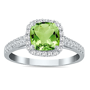 Peridot and Diamond Ring in 10K White Gold