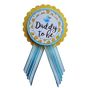 Amy's Bubbling Boutique, Inc. Mommy & Daddy to Be Pin Duck Baby Shower Yellow & Blue It's a Boy, Baby Sprinkle Gender Reveal