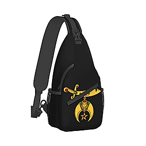 BYOOTI Mason Shriner Split Masonic Shrine Sling Backpack Chest Bag Shoulder Bag Daypack Unisex
