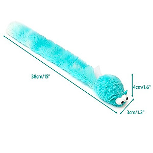 CHIWAVA 4 Packs 15 Inch Long Soft Plush Cat Toys Mice with Bell Rustle Sound Small Mouse Activity Interactive Toy