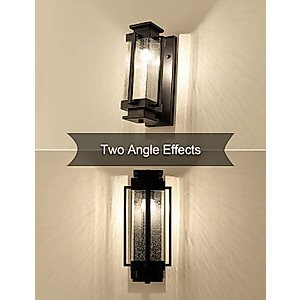 EERU Dusk to Dawn Outdoor Wall Lanterns Large Exterior Porch Lights Wall Mount IP65 Waterproof Outdoor Sconces with Seeded Glass Outside Wall Lamp for House Garage Front Porch Patio