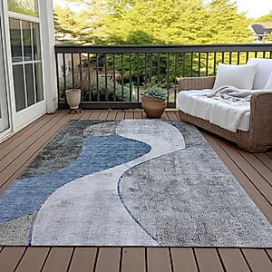 Addison Rugs Chantille ACN633 Blue 9' x 12' Indoor Outdoor Area Rug, Easy Clean, Machine Washable, Non Shedding, Bedroom, Living Room, Dining Room, Kitchen, Patio Rug