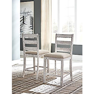 Signature Design by Ashley Skempton 24" Counter Height Upholstered Barstool, Set of 2, Antique White