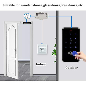 HERNAS Professional Access Control Kit, IP68 Fully Waterproof RFID Keypad(3000 Users Capacity) + 180KG/380lbs Magnetic Door Lock + DC12V 3A Power Supply + Release Switch and 10PCS Key Fobs, Outdoor