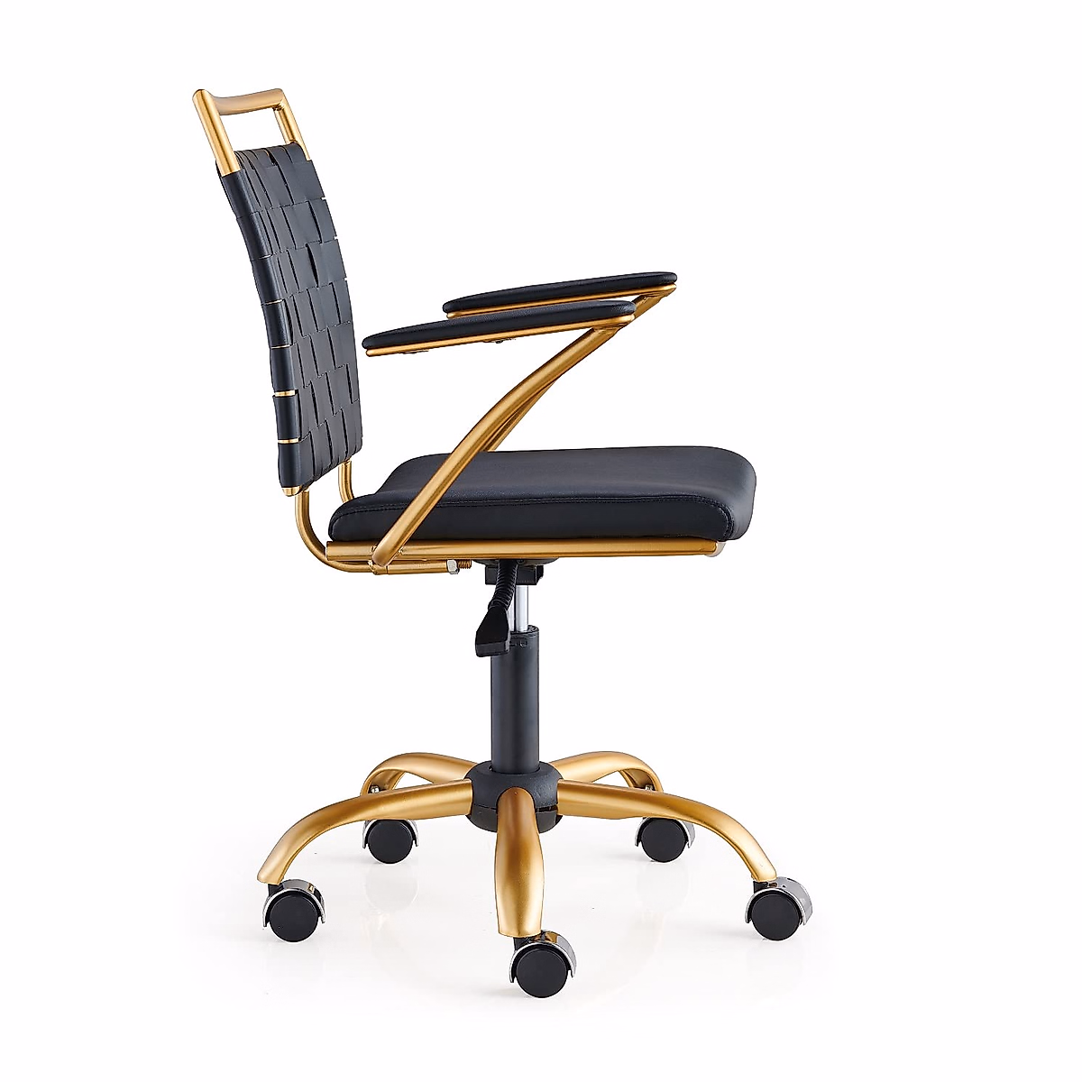 CAROCC Black Gold Office Chair Gold Home Office Desk Chair Black and Gold Desk Chair Office Chair in Black and Gold Modern Home Office Chair Gold with Lumbar Support,3013 (Gold Black)