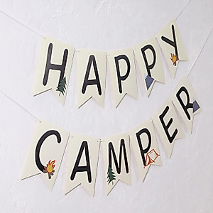 VAVAYAO A Happy Camper Card Banners - Little Explorer Banner, Happy Birthday Camper, More Fun Birthday, Keep Hiking, Our Happy Campers, Happy Campers Birthday Decorations, Campfire, Adventure Waiting, Woodland, A Happy Camper, Camping custom made.