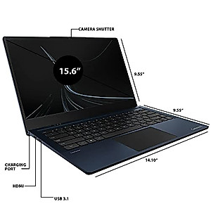 Gateway 15.6 HD Ultra Slim Notebook in Navy Blue Intel Dual Core up to 3.1Ghz 4GB DDR4 128GB SSD Tuned by THX Audio HDMI Cortana Webcam W11 (Renewed)