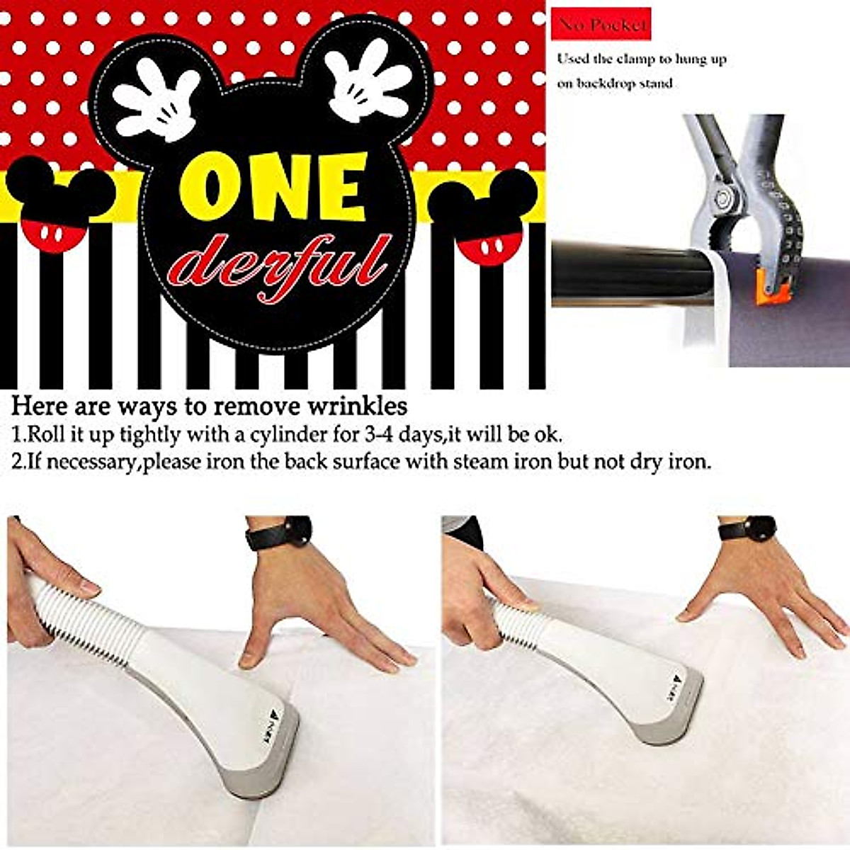 7x5 FT Mickey First Birthday Photography Backdrop Mickey Inspired Onederful Photo Background Mouse 1st Birthday Baby Shower Party Supplies Photo Studio Props Decorations Banners