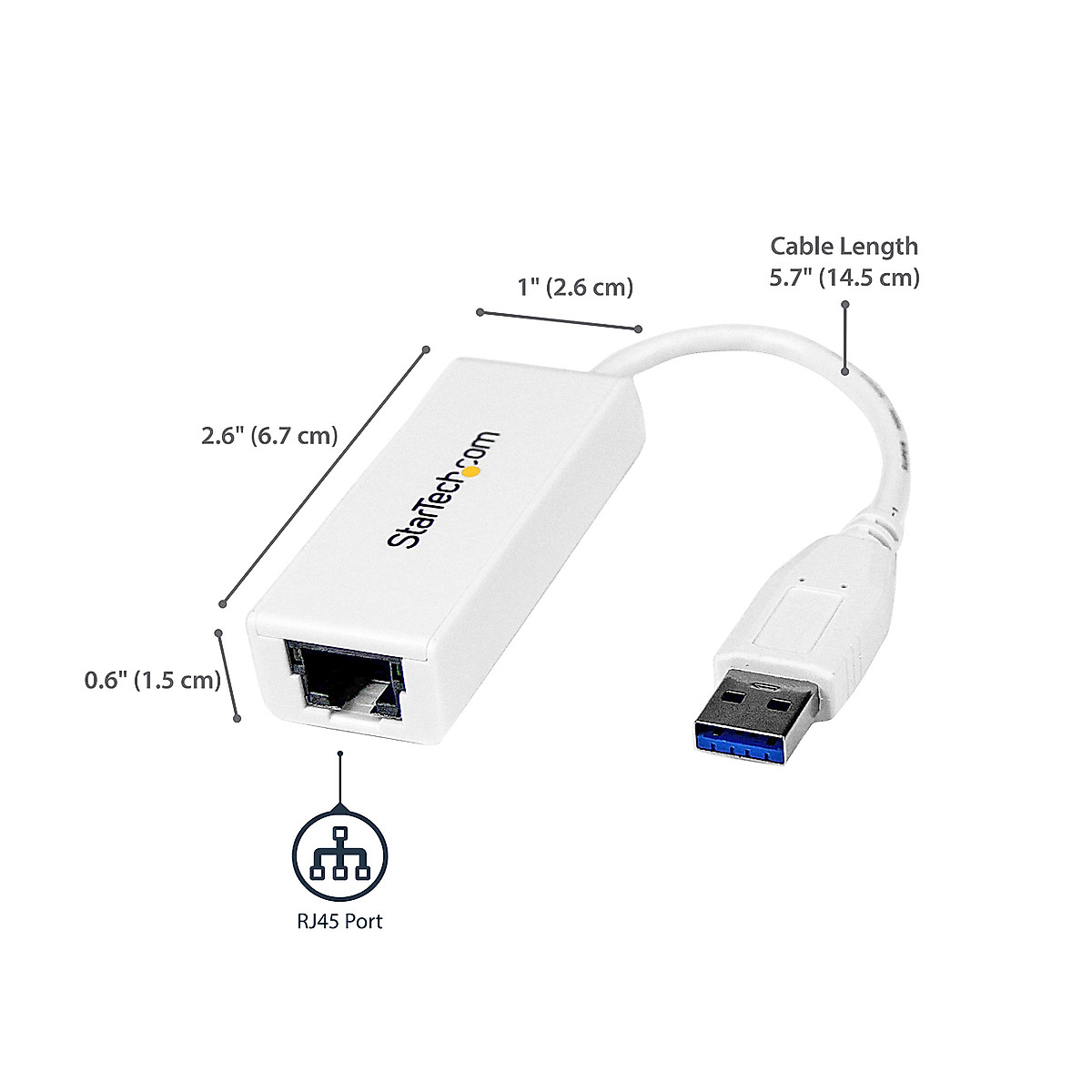 StarTech.com USB to Ethernet Adapter, USB 3.0 to 10/100/1000 Gigabit Ethernet LAN Adapter, USB to RJ45 Adapter, TAA Compliant