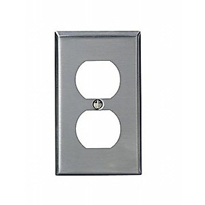 Leviton 84003-40 4 Pack 1-Gang Duplex Device Receptacle Wallplate, Stainless Steel