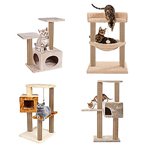 PETUOL 4 PCS M8 Cat Scratching Post Replacement, 15.7 x 3.1 Inches Cat Tree Replacement Post Jute Pole for Indoor Cats with M8 Screws, for Kitten Tree Tower Spare Cat Furniture Accessories