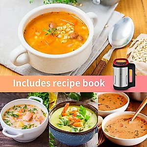 Potlimepan Soup Maker 1.6 L, 6 in 1 Multi-Funcation Soup and Smoothie Maker with Smart Control Panel, Stainless Steel Hot Soup Maker Electric, Makes 2-5 Servings Smart Living for Home Use Red