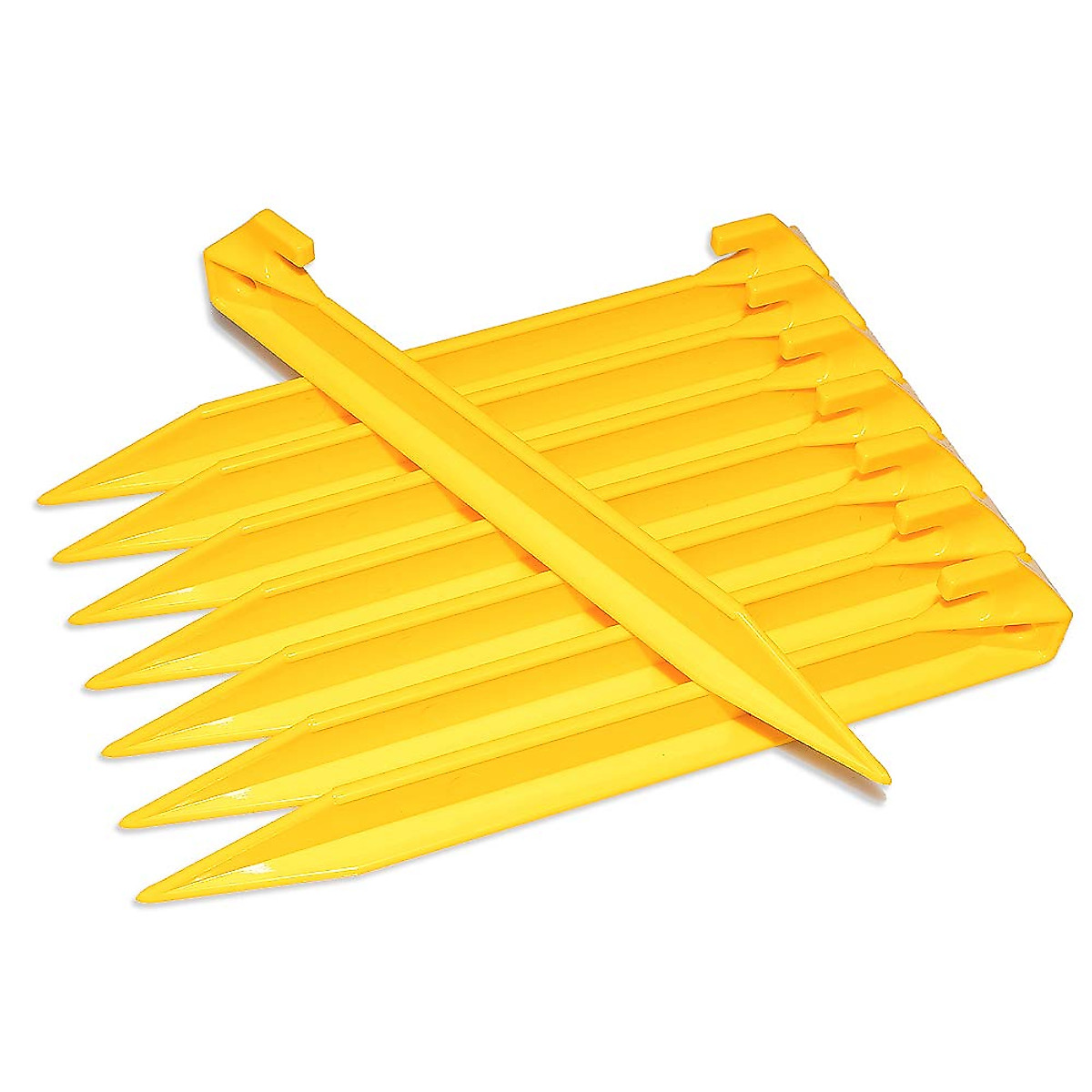 Hikemax 10 Pack Plastic Tent Stakes - 9 Inch Heavy Duty Beach Tent Pegs Canopy Stakes - Essential Gear for Camping, Backpacking, Gardening and More