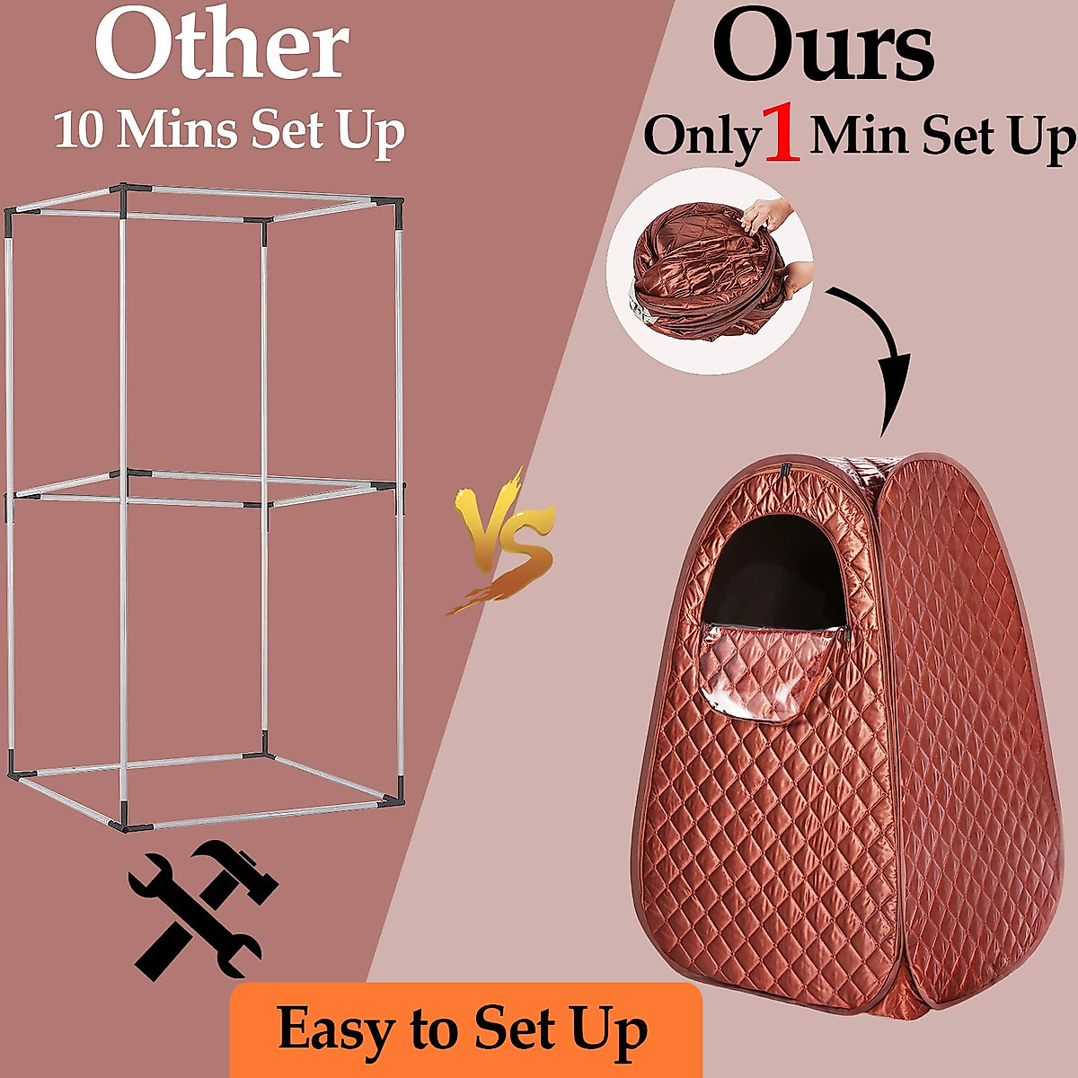 Single Person Sauna, Portable Steam Sauna Full Body for Home Spa, Sauna Tent with Steamer 2.6L 1000W Steam Generator, 90 Minute Timer, Chair, Remote Control Included(Brown)