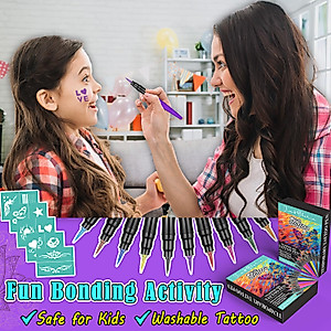Jim&Gloria Temporary Tattoo Markers For Skin Fake Tattoo Pens Washable Face Paint Body Painting Art Gifts for Girls Boys Adults Teen Trendy Stuff, Trending Gifts For Tweens Teenage or Kids