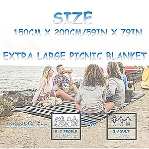 apollo walker Extra Large Picnic Blanket Camping Mat 80x 60 inches with Waterproof Backing for Family Picnic,Concerts,Park,Travel,Grass