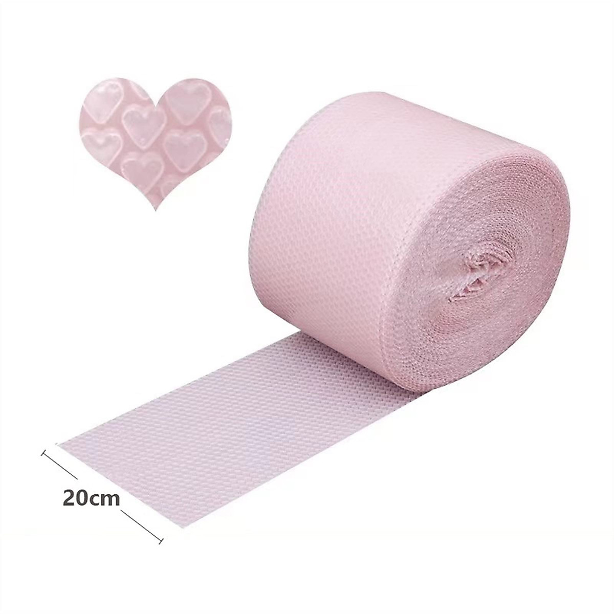 OSHIEA 5mx20cm Pink Heart-Shape Shockproof Air Bubble Roll Wrap Party Favors Gifts Protective Film Packing Wedding Decoration Membrane for Packaging (Color : Light Pink, Gift Bag Size : 20cmX 500cm)
