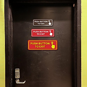 Signs ByLITA Standard Push Button To Exit Door or Wall Sign (Red) - Small