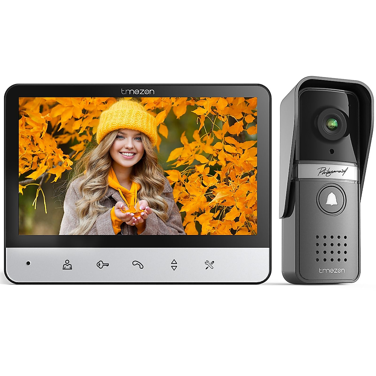 TMEZON Wired Video Intercom System, 7 Inches Video Doorbell Camera with Monitor, Wired Video Door Phone HD Camera Kits Support Unlock, Monitoring, Dual-Way Intercom for Villa Home Office Apartment