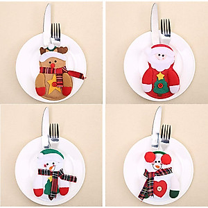 12 Pack Christmas Tableware Holders Suit, Messar Silverware Holders Pockets Pouches Set Flatware Holders Knife and Fork Cutlery Bags Kitchen Storage Tool for Christmas Party Table Decoration