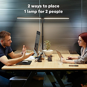 APMIEK LED Desk Lamp for Home Office, 24W Remote Control Computer Desk Light Bright Desktop Lamp Multi Lighting Modes Dimmable Clamp Desk Lighting for Work with Adjustable Gooseneck, Double Head,Black