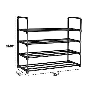 INGIORDAR Shoe Rack 4 Tier Metal Stackable Organizer Storage Shelf Hold 16-20 Pairs for Closet Entryway Bedroom, Black…