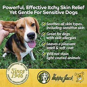Happy Jack Itch No More Dog Itchy Skin Shampoo & Treatment (12 oz), Flea Bites, Allergies & Itchy Skin Relief, Stops Itching, Scratching & Gnawing on First Application, Healthy Dog Skin & Coat