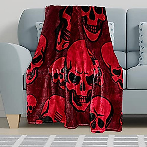 Soft and Warm Throw Blanket for Couch,Halloween red Skull,Fleece Blanket Decorative Blankets Bed Blanket