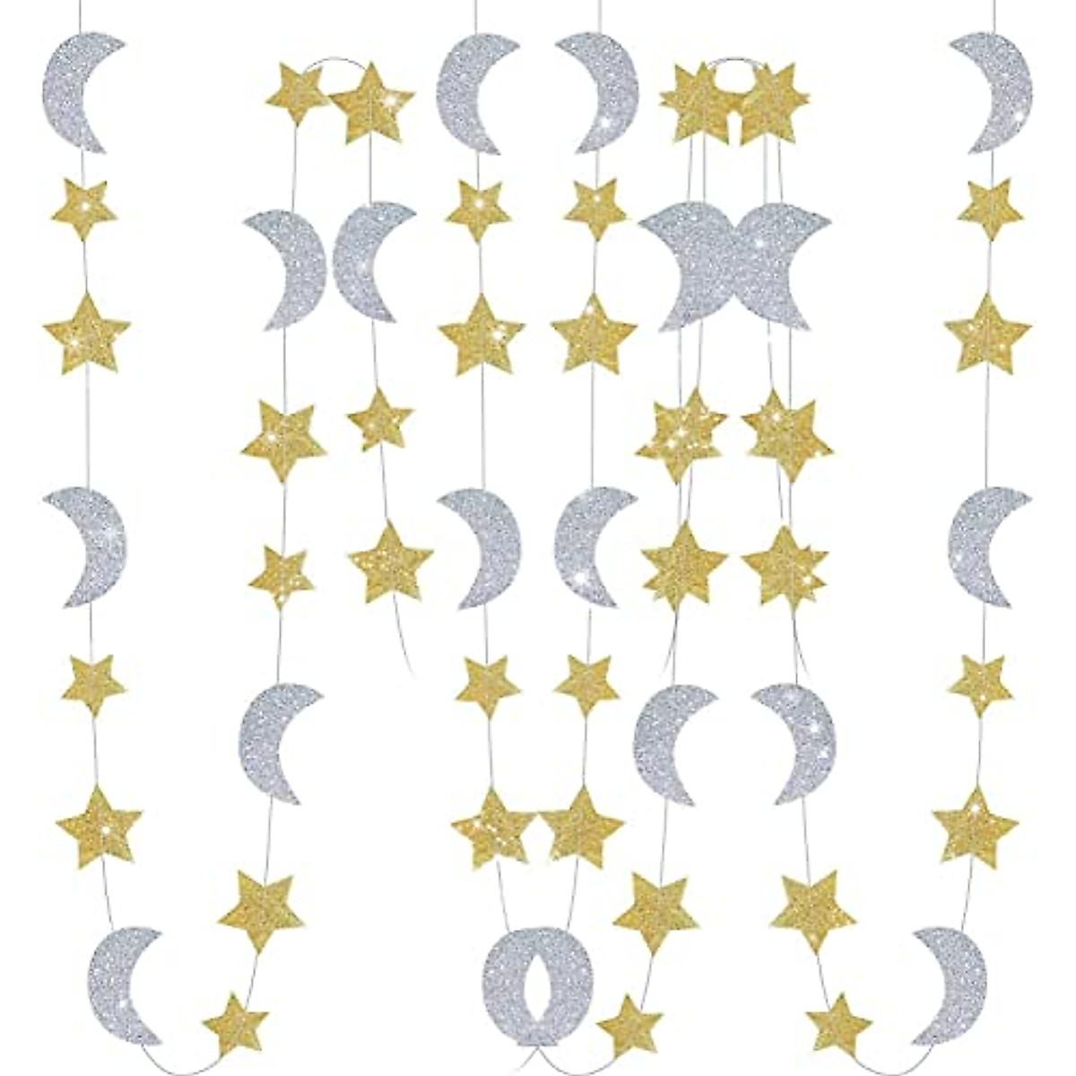Gold Silver Twinkle Twinkle Little Star Birthday /Baby Shower Decorations Moon and Star Garland Decorations Outer Space Birthday Party Decorations Honey Moon Wedding Engagement