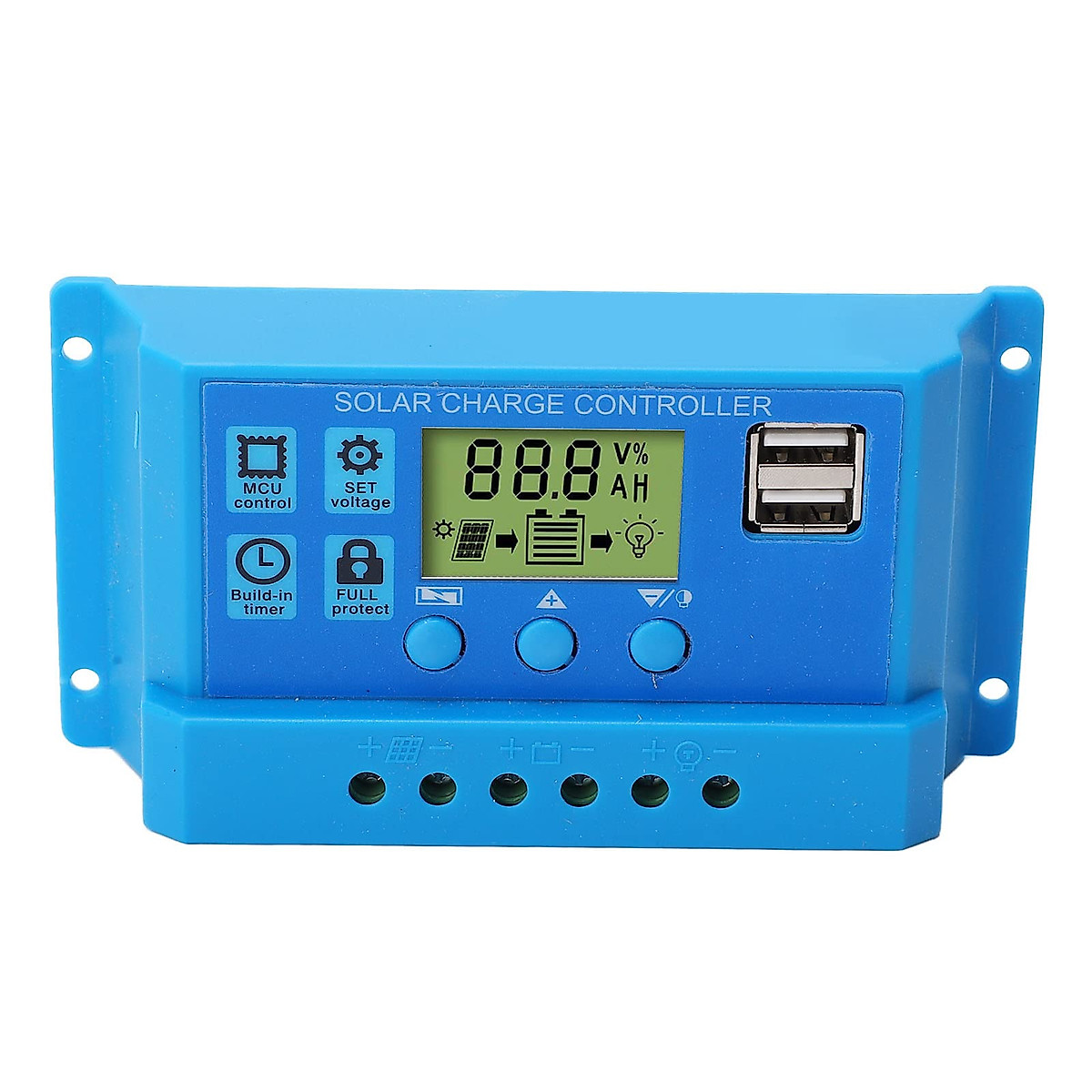 Solar Charge Controller, 12V 24V MPPT Solar Panel Charge Controller Parameter 2 USB LCD Display for RVs (10A)
