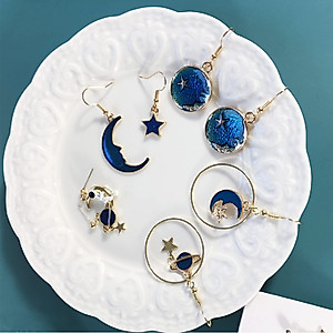 Moon Earrings Aesthetic Earrings Kawaii Earrings Funky Cute Quirky Earrings Planet Star Sun Space Astronaut Celestial Hippie Witchy Alt Weird Fun Anime Earrings for Women