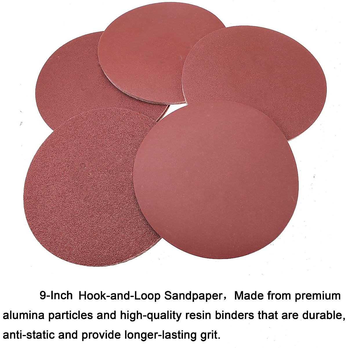 50 PCS 9" Drywall Sanding Discs Set for Hand Radial Sander- 60 80 120 180 240 Grits - 9 Inch Round Hook & Loop Sandpaper Aluminum Oxide Sander Disc for Hand Power Drywall Sander