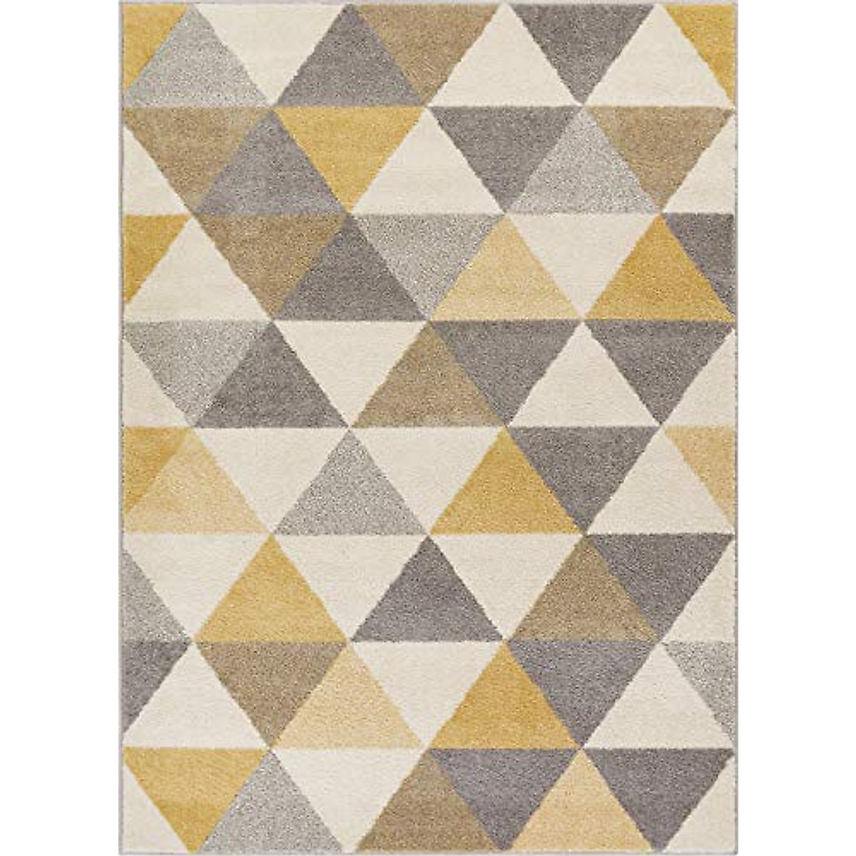 Well Woven Isometry Gold & Grey Modern Geometric Triangle Pattern (5'3" x 7'3") Area Rug Soft Shed Free Easy to Clean Stain Resistant