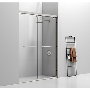 Elegant Kitchen and Bath SD303-6076BNK Semi-Frameless Shower Door 60 x 76 Brushed Nickel