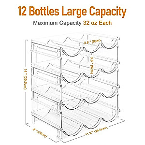 Water Bottle Organizer for Cabinet, 4 Packs Stackable Plastic Water Bottle Holder, Wine Racks for Kitchen Fridge Pantry Organization and Storage,Tumbler Travel Cup Holder and Organizer