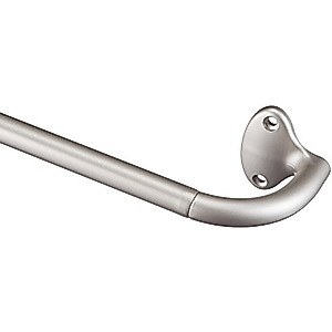 Amazon Basics Room Darkening Blackout Curtain Rod - 88" to 120", Nickel & Adjustable Curtain Rod Wall Bracket Hooks, Set of 2, Silver Nickel