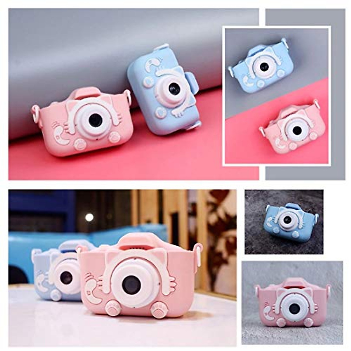 Cartoon Children Camera Mini Children Digital Camera Children Camera Toy 2000W Pixel 1080P HD Screen Camera(Without Memory Card),Pink