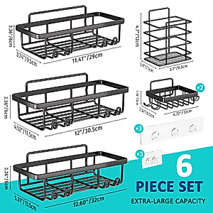 oyenbboi Shower Caddy, Shower Organizer [6-Pack], Adhesive Shower Shelves, Large Capacity Shower Rack, No Drilling Rustproof Bathroom Shower Organizer, Shower Shelf for Inside Shower