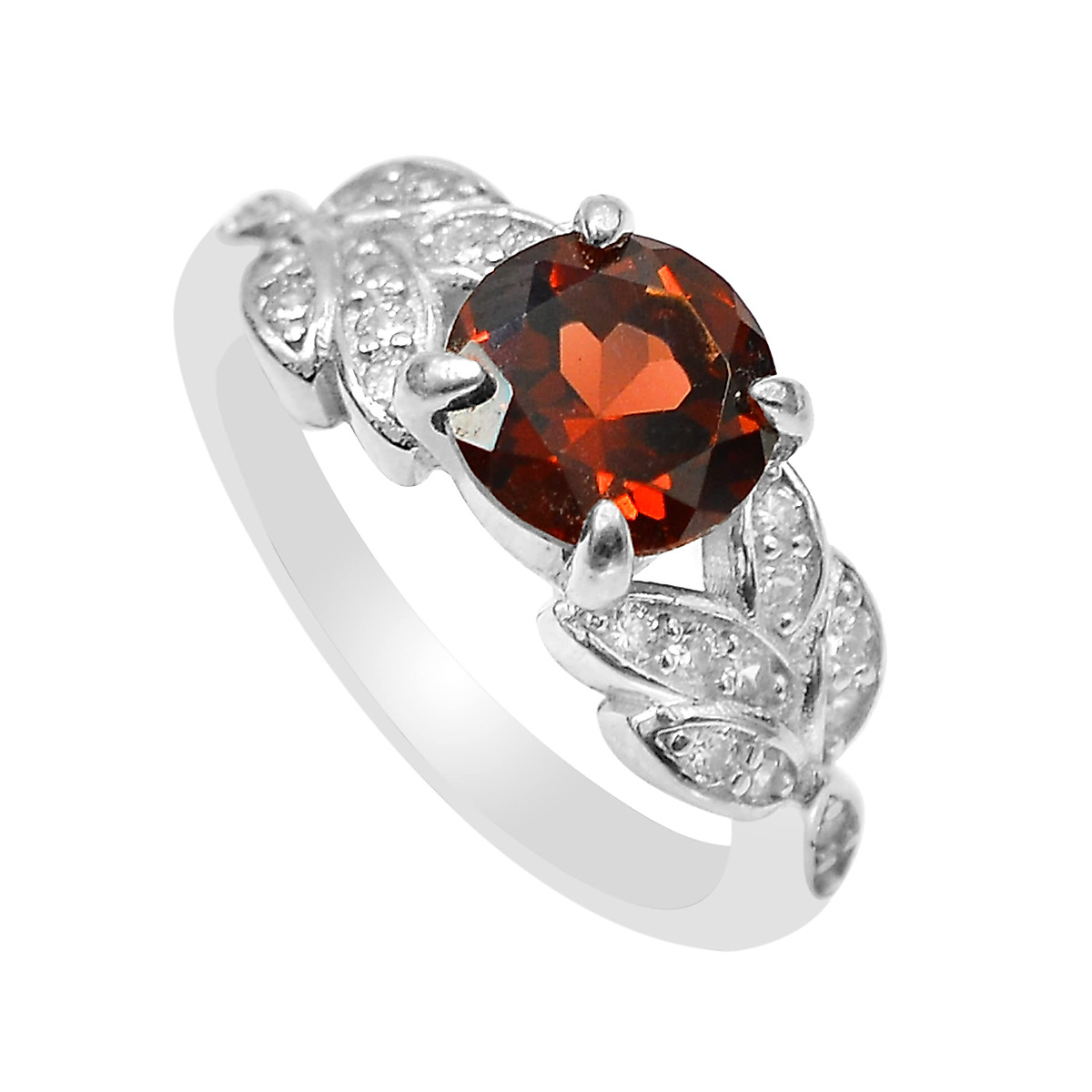 Unique Natural 8 MM Garnet Ring 925 Sterling Silver January Birthstone Solitaire Ring Garnet Jewelry Proposal Ring Birthday Gift For Girlfriend (RG-7772) (Sterling Silver, 9 US)