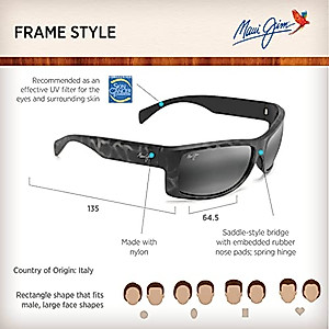 Maui Jim Men's and Women's Equator Polarized Wrap Sunglasses, Grey Tortoise/Neutral Grey, Large