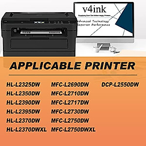 v4ink Compatible TN-760 Toner Cartridge Replacement for Brother TN760 TN730 TN770 Ink for MFC-L2690DW MFC-L2710DW MFC-L2717DW MFC-L2750DW XL HL-L2325DW HL-L2350DW HL-L2395DW DCP-L2550DW, 2 Packs