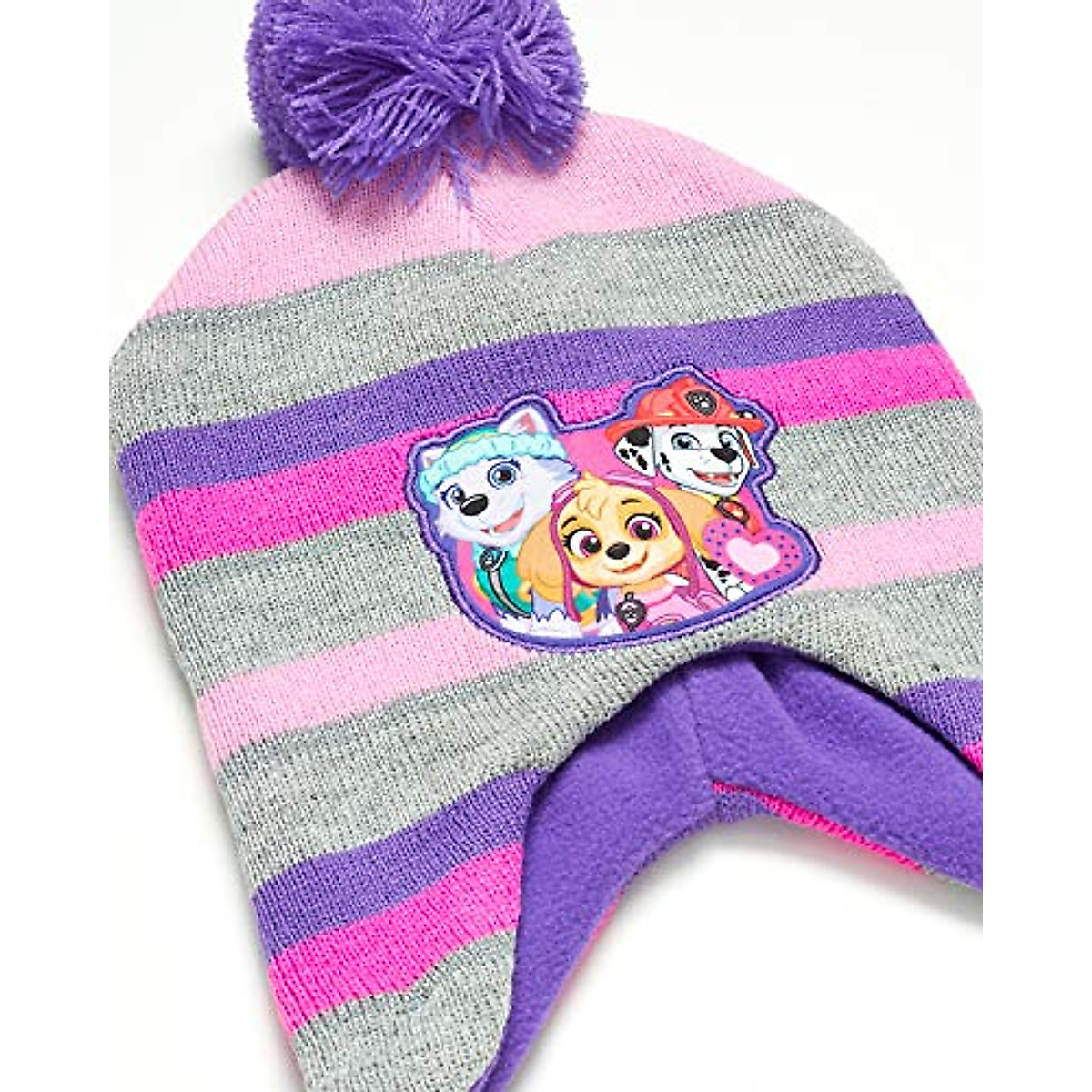 Nickelodeon Paw Patrol Girls Winter Hat and 2 Pair Mittens or Gloves (Age 2-7), Size Age 2-4, Paw Patrol Purple/Grey Mitten 2-4