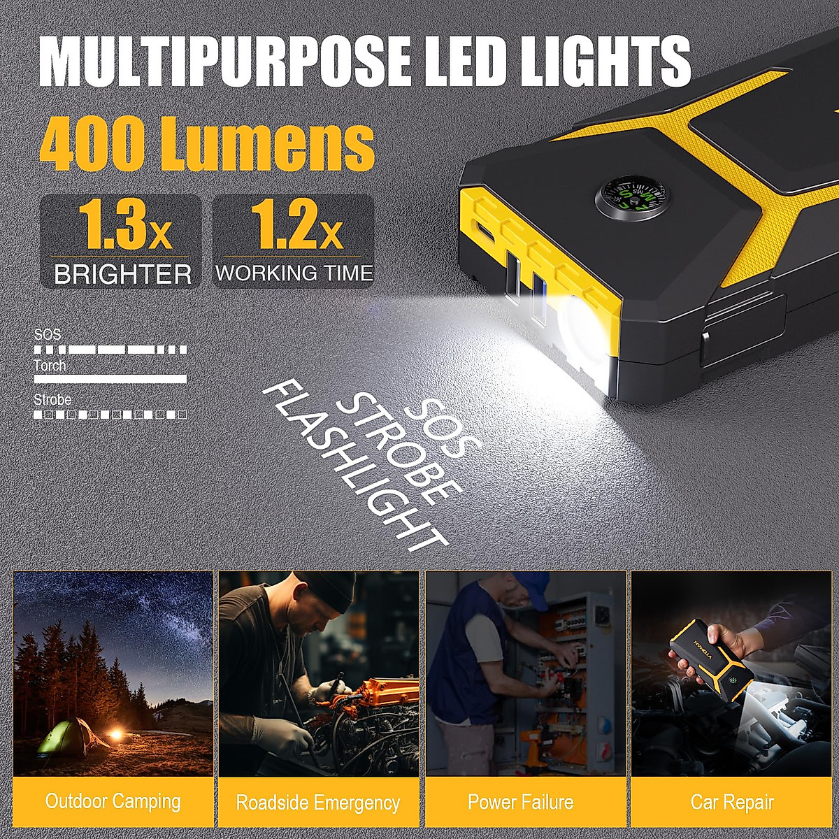 VTOMAN V6 Pro 2000A Jump Starter, Car Battery Jumper Starter Portable for 7L Gas/5L Diesel Engines, Jump Box,12V Auto Jump Start Battery Pack, Lithium Booster Pack, Portable Charger and Jumper Cables