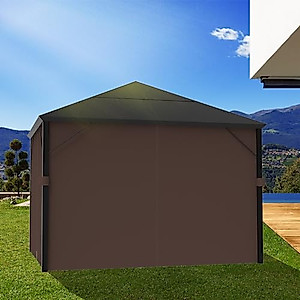 Sunshine Outdoor Replacement Gazebo Curtains 4 Panels with Zipper for Garden Patio Yard (10'x10', Brown)(Curtains Only)