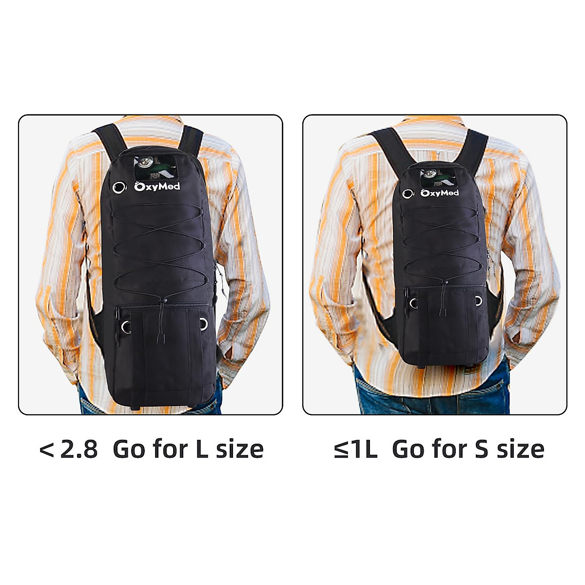 Portable Oxygen Tank Backpack O2 Cylinder Carrying Bag Oxygen Tank Holder for Size M2, M4, ML6, M9, M6, MD（Black）