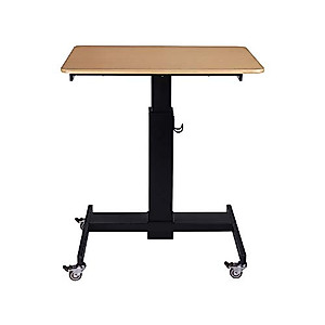 Rocelco 28" Height Adjustable Mobile School Standing Desk - Quick Sit Stand Up Home Computer Workstation - Gas Spring Assist Office Laptop Riser Cart - Wood Grain (R MSD-28)