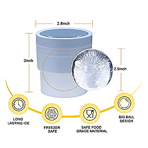 LORSIA Ice Ball Molds, Set of 4, Slow-Melting Stackable Ice Cube Maker, 2.5 Inch big Ice Spheres for Whiskey Cocktails Juice Beverages Bourbon