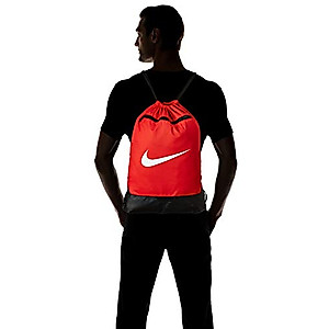 Nike Brasilia Training Gymsack, Drawstring Backpack with Zipper Pocket and Reinforced Bottom, University Red/University Red