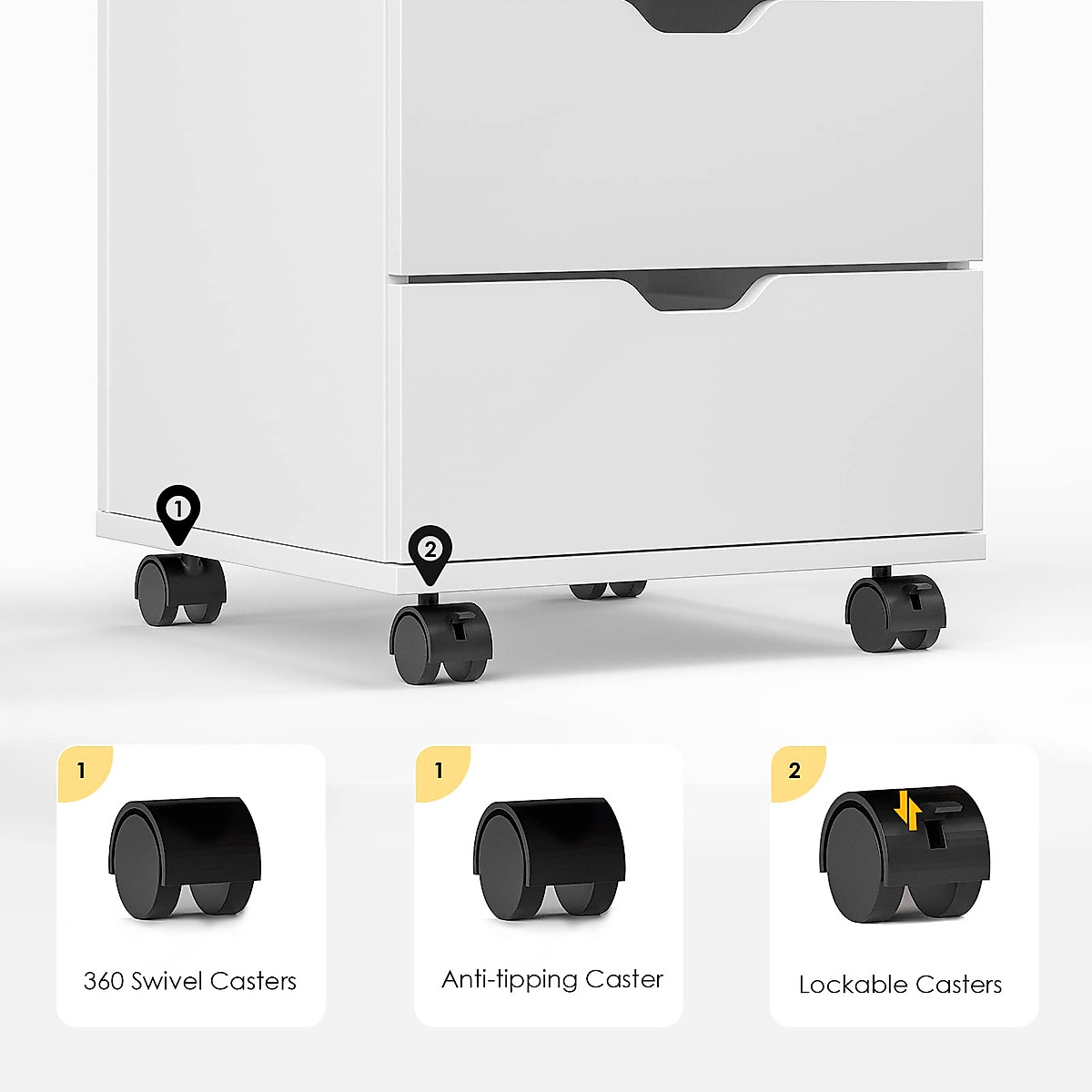 STARY Fully Assembled 3 Drawer Wood Rolling File Cabinet